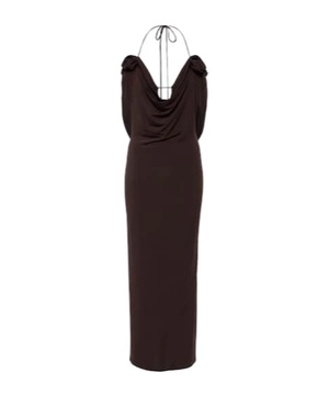 Magda Butrym Floral-appliqué Draped Midi Dress - Black