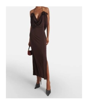 Magda Butrym Floral-appliqué Draped Midi Dress