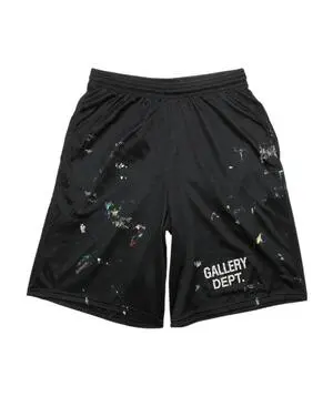 GALLERY DEPT. Logo Printed Imitating Old Effect Shorts - Black