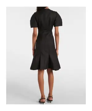 Nina Ricci Wool Gabardine Midi Dress With Short Sleeves And Fishtail Hem