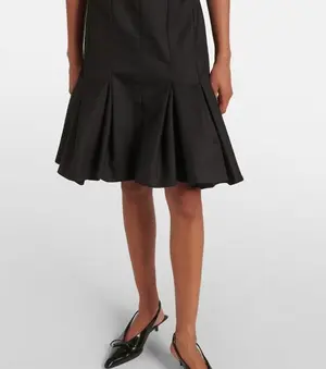 Nina Ricci Wool Gabardine Midi Dress With Short Sleeves And Fishtail Hem