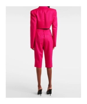 AREA Floral-appliqué Cropped Wool Blazer