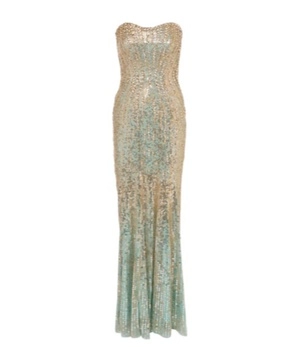 Jenny Packham Sarai Sequined Strapless Gown - Nude