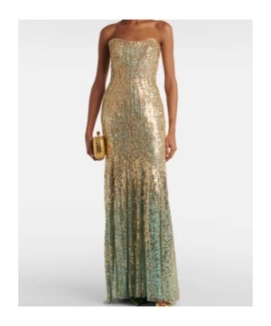 Jenny Packham Sarai Sequined Strapless Gown