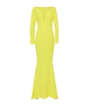 SAFIYAA LONDON Long Sleeve Fishtail Gown - Yellow
