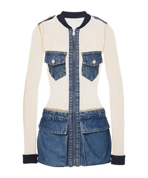 Coperni Hallucination Sheer And Denim Mini Dress - Pink