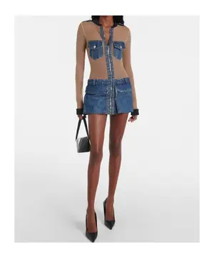 Coperni Sheer And Denim Mini Dress