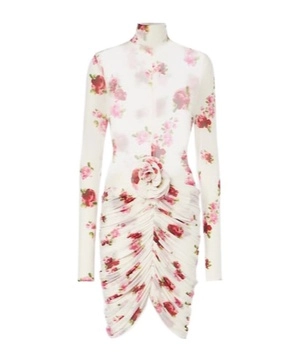 Magda Butrym Floral-appliqué Sheer Jersey Minidress - White