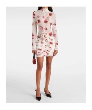 Magda Butrym Floral Appliqué Sheer Jersey Minidress