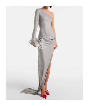 Attico Crystal-embellished One-shoulder Gown