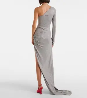 Attico Crystal-embellished One-shoulder Gown