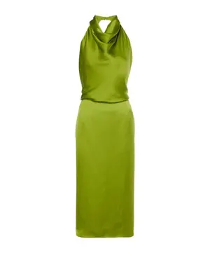 Magda Butrym Halterneck Silk Satin Midi Dress - Green