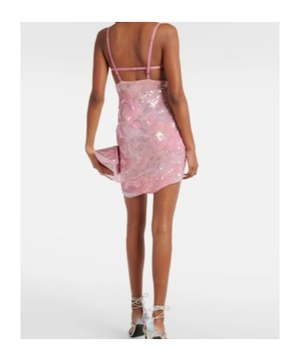 NENSI DOJAKA Heartbeat Sequined Asymmetric Minidress