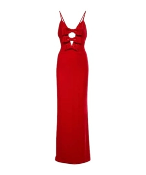 Alessandra Rich Velvet Dress With Bow Detail