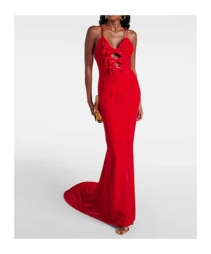Alessandra Rich Velvet Dress With Bow Detail