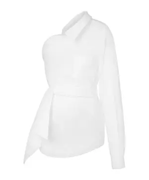 Moschino One-shoulder Stretch Poplin Shirt - White