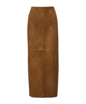Nour Hammour Selly Suede Midi Skirt - Brown