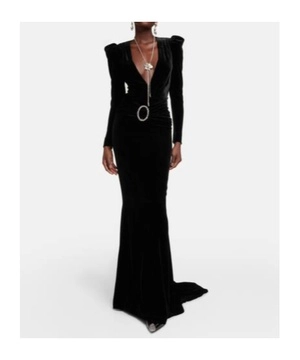 Alessandra Rich Embellished Velvet Dress