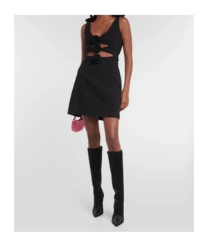 Magda Butrym Floral Appliqué Cutout Wool-blend Mini Dress