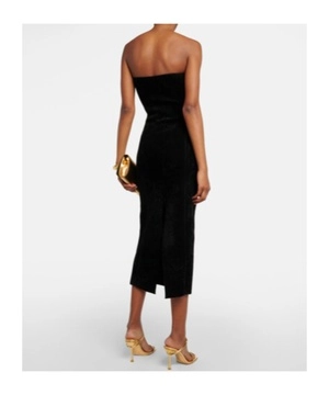 Galvan Titania Strapless Velvet Midi Dress