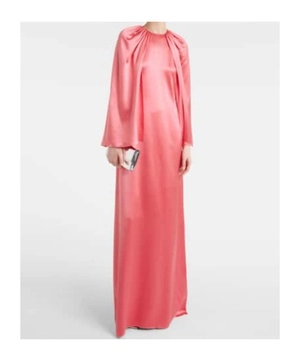 Monique Lhuillier Caped Silk Satin Gown