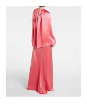 Monique Lhuillier Caped Silk Satin Gown