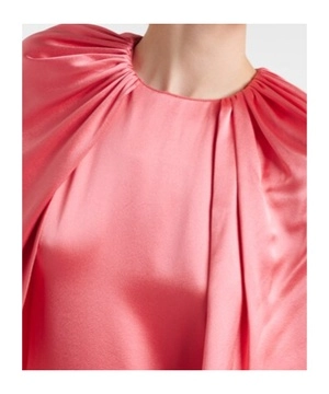 Monique Lhuillier Caped Silk Satin Gown