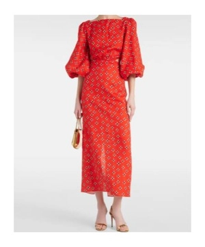 Johanna Ortiz Printed Linen Midi Dress