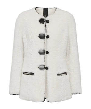 BLANCHA Leather-trimmed Shearling Jacket - White
