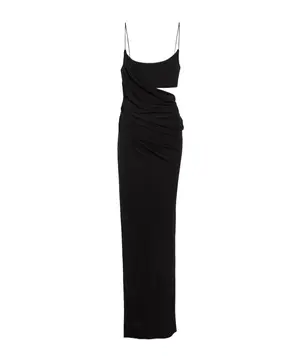 Alex Perry Asymmetrical Pleated Knit Maxi Skirt - Black