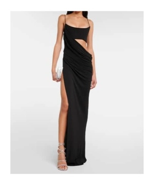 Alex Perry Asymmetrical Pleated Knit Maxi Skirt