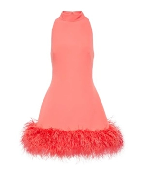 SAFIYAA LONDON Latana Feather-trimmed Crepe Mini Dress - Pink