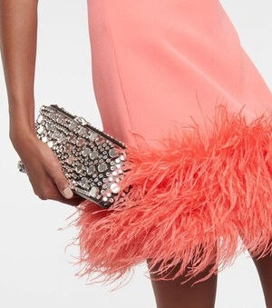 Safiyaa Feather-trimmed Crepe Mini Dress