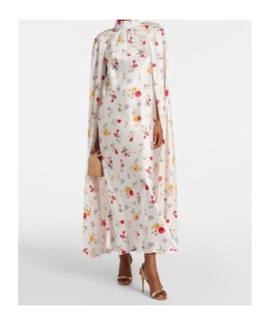 RODARTE Floral Caped Silk Maxi Dress