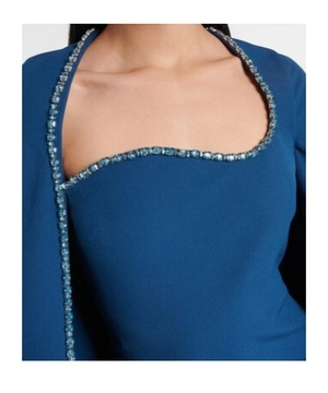 SAFIYAA LONDON Mattia Embellished Caped Crêpe Gown