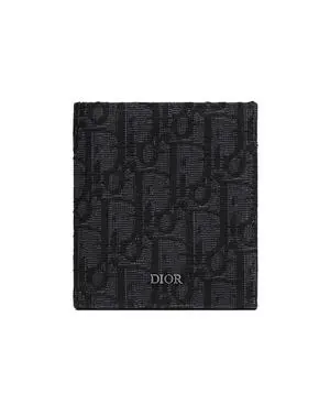 Dior Jacquard Fabric Oblique Printed Wallet - Black
