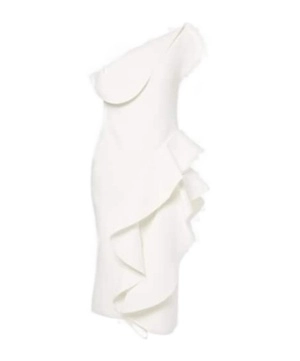 Maticevski Bridal Rhythm Off-the-shoulder Ruffled Midi Dress