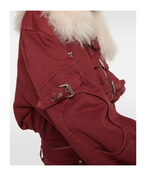 Blumarine Cropped Shearling-trimmed Denim Jacket