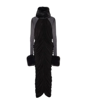 Magda Butrym Faux Fur-trimmed Maxi Dress - Black
