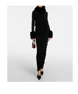 Magda Butrym Faux Fur-trimmed Maxi Dress