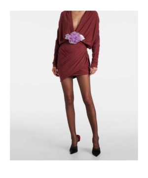 Magda Butrym Draped Floral-appliqué Jersey Minidress