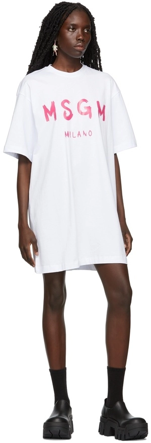 MSGM Logo Print Round-neck Dress