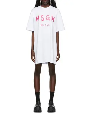 MSGM Logo Print Round-neck Dress