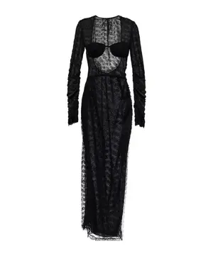 Alessandra Rich Lace Maxi Dress - Black