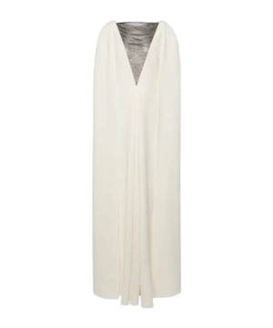 SAFIYAA LONDON Abrielle Embellished Caped Gown - White
