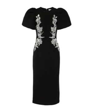 Rebecca Vallance Monroe Puff-sleeve Embellished Midi Dress - Black