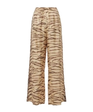 Stella McCartney Printed High-rise Silk Wide-leg Pants - Nude