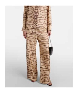 Stella McCartney Printed Silk Wide-leg Pants - Nude