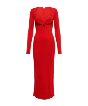 Magda Butrym Cutout Ribbed-knit Midi Dress - Red