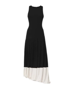Victoria Beckham Colorblocked Jersey Midi Dress - Black